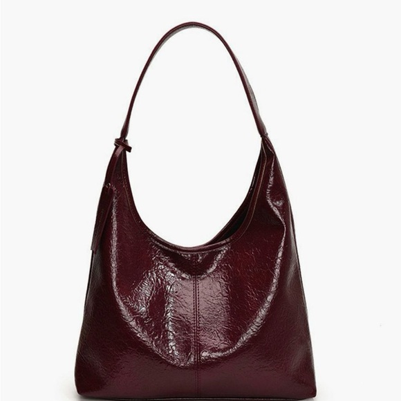 Bags | New Burgundy Hobo Handbag With Leather Material And Curved Shape ...